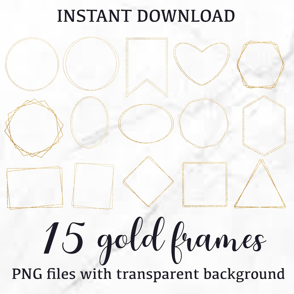Gold Frame Clipart, Geometric Golden Shapes, Gold Frame PNG, Metallic ...