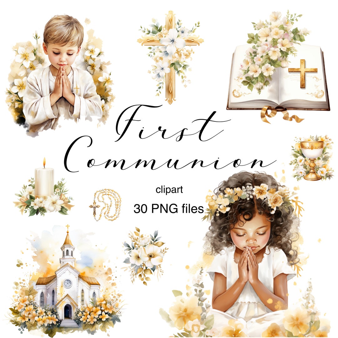 First Communion Clipart, First Communion PNG Bundle, Christian Symbols ...