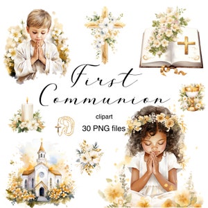 First Communion Clipart, First Communion PNG Bundle, Christian Symbols ...