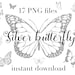Silver Butterfly PNG Bundle, Butterfly Clipart, Silver Glitter ...