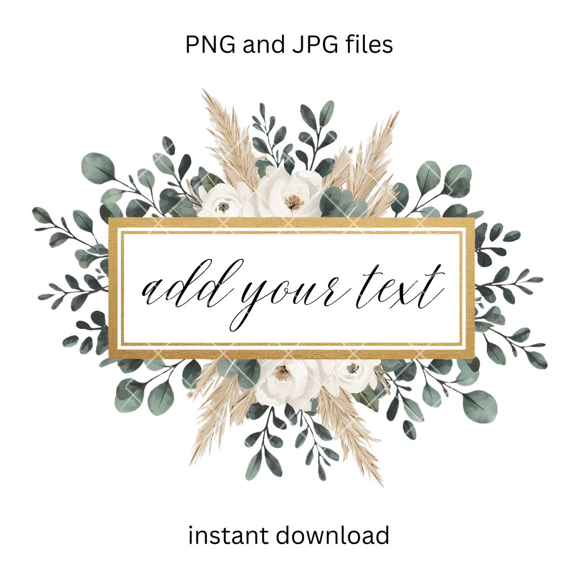 Botanical Frame, Greenery Gold Frame PNG, Eucalyptus Frame PNG ...