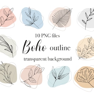 Boho Outline Clipart, Boho Botanical Clipart, Modern Boho Shapes, Boho ...