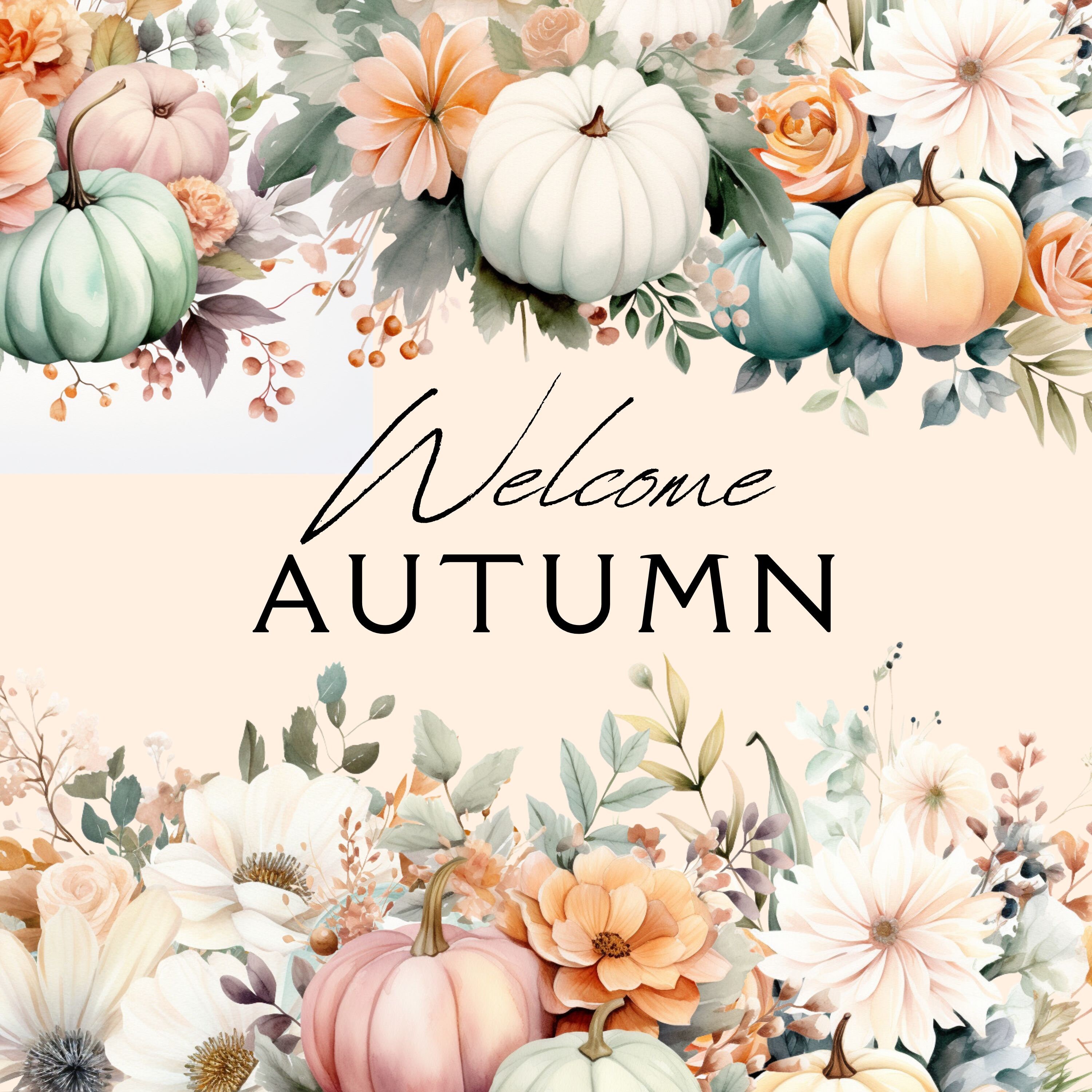 Boho Pumpkin Bouquets Watercolor Clipart, Fall Clipart Digital Download ...