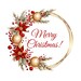Christmas Circle Frame PNG, Christmas Wreath Digital File, Poinsettia ...