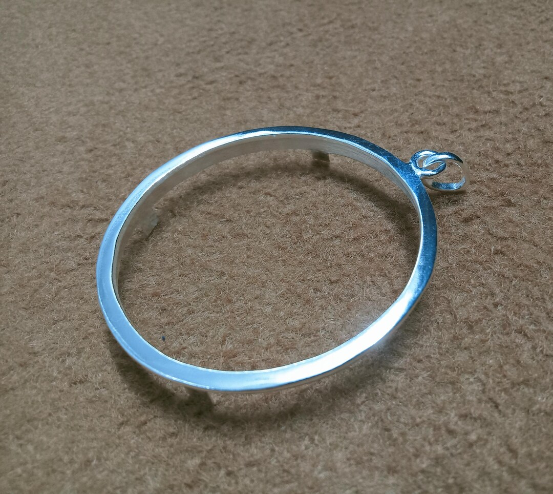 Sterling Silver Round Bezel Setting: Coin Pendant Tray, Jewelry Making ...