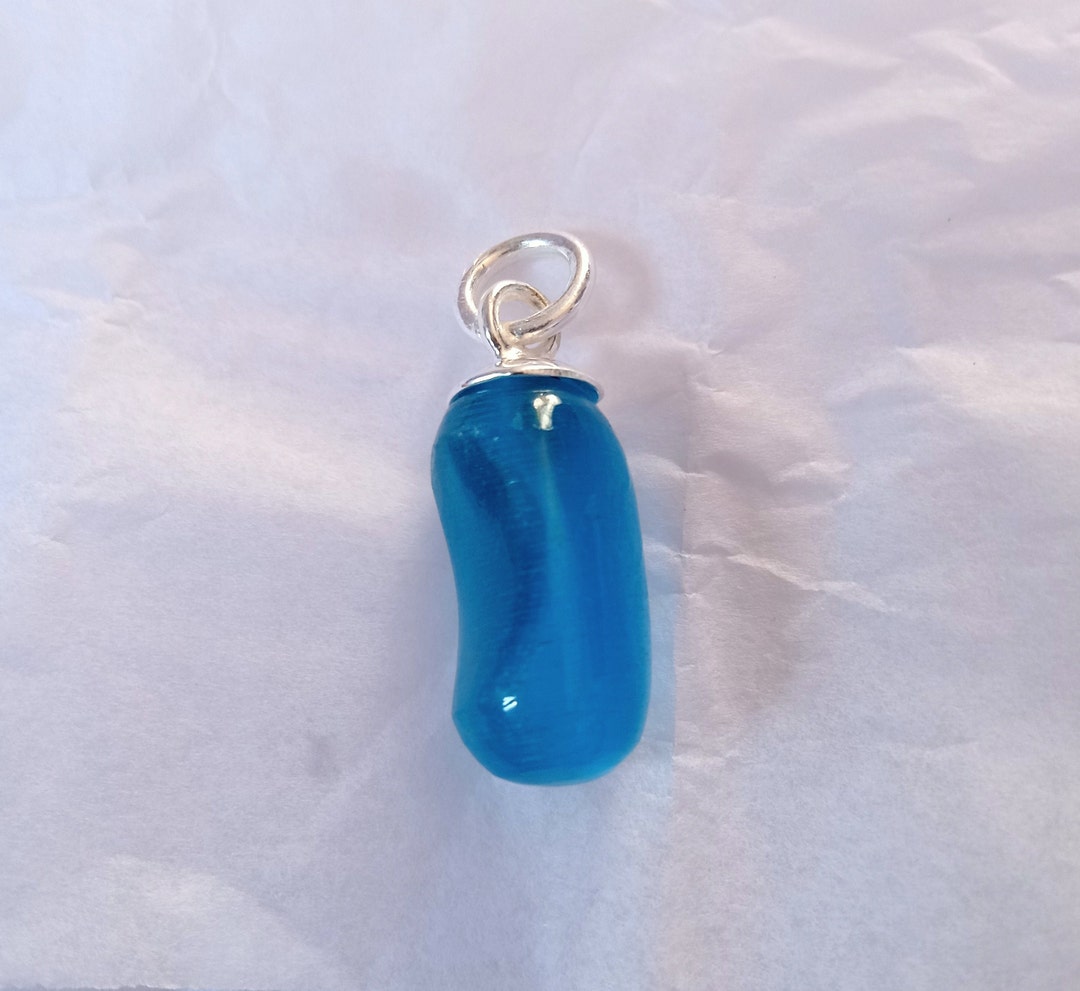 Sterling Silver Jelly Bean Charm: Hand Curved Resin Candy Pendant - Etsy