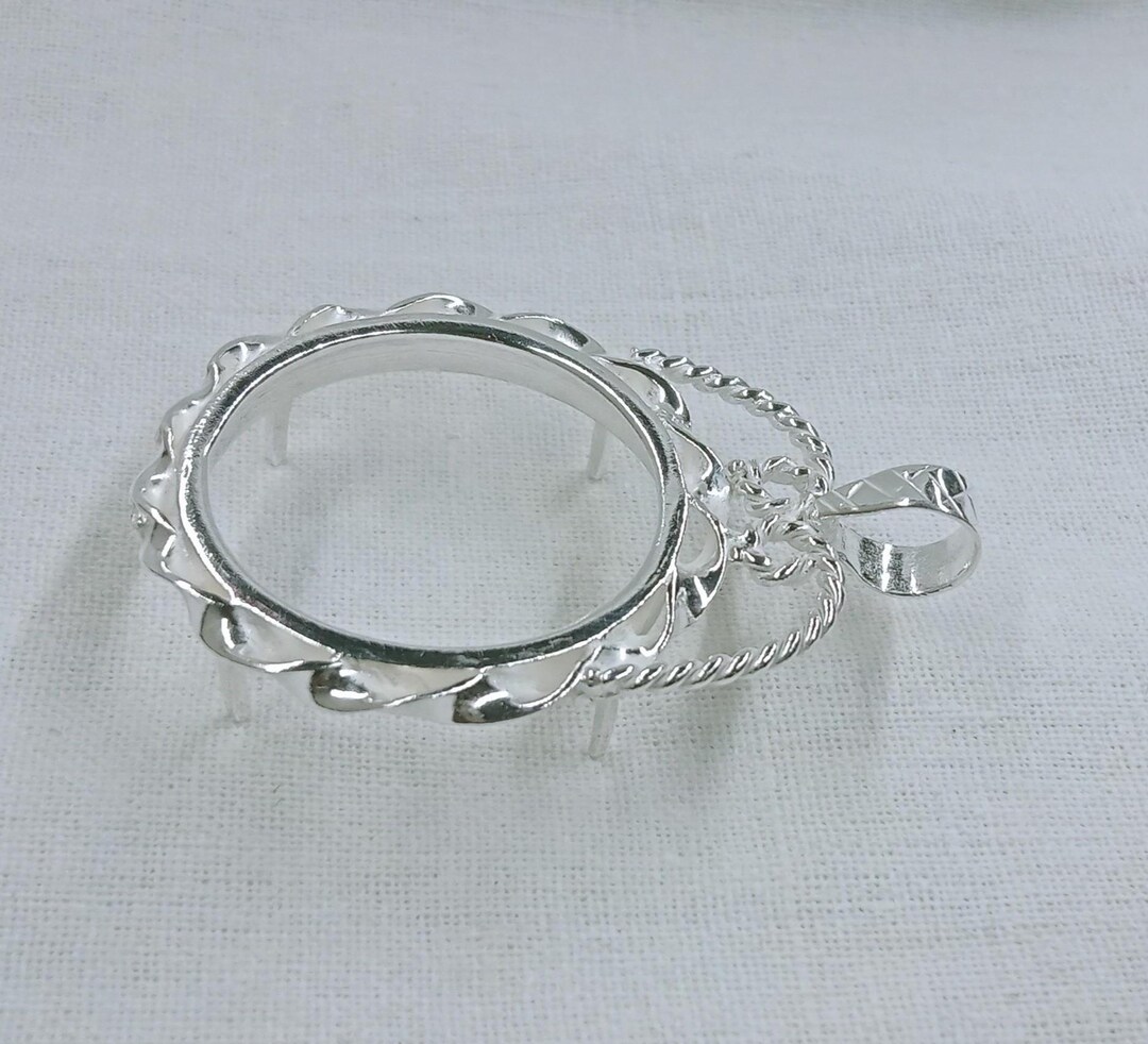 Sterling Silver Coin Bezel Mount: Handmade Pendant Frame Setting - Etsy