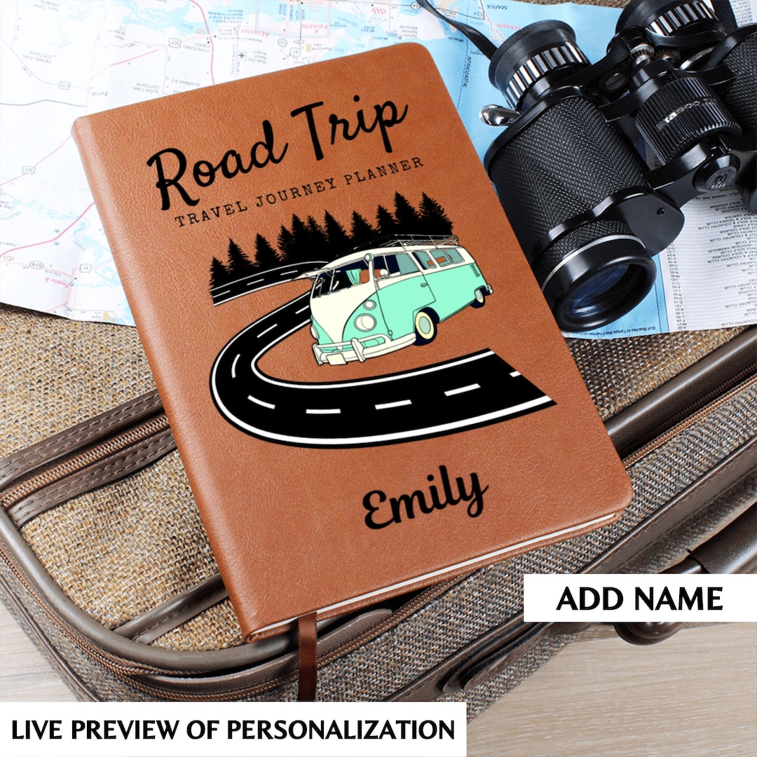 Personalized Leather Road Trip Planner Journal Custom Travel Logbook ...