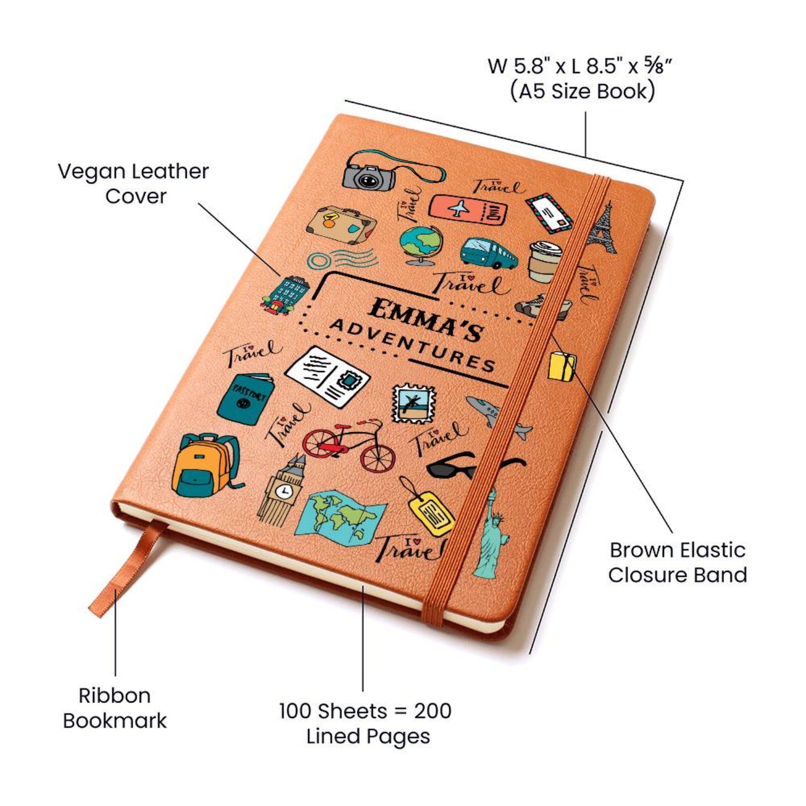 Personalized Travel Journal- Teen Travel Journal, A5 Leather Journal ...