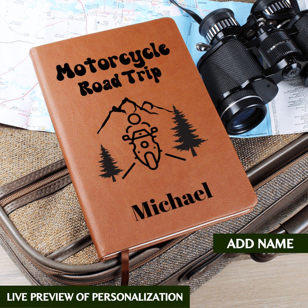 Motorcycle Road Trip Journal Personalized Travel Notebook Custom Name ...