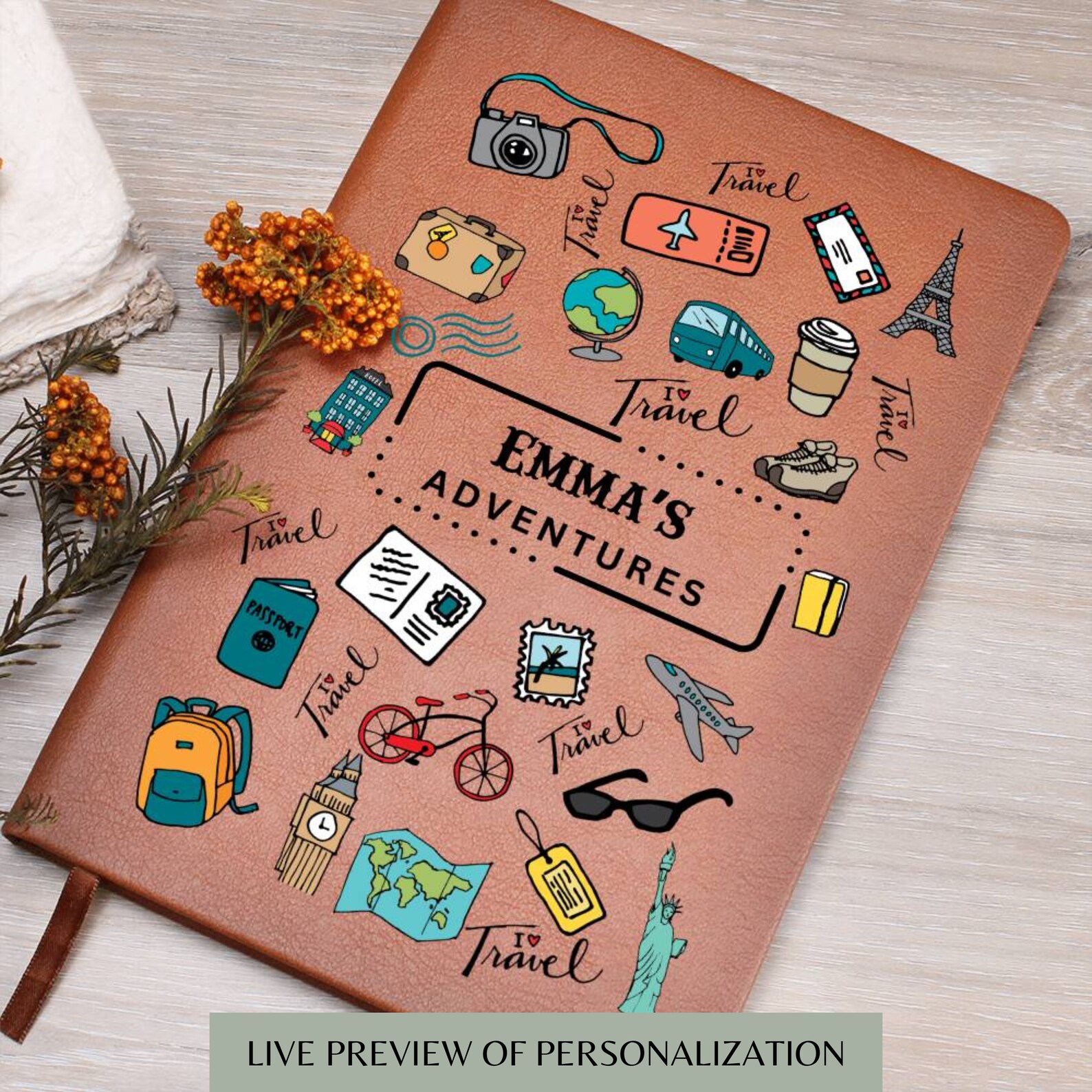 Personalized Travel Journal- Teen Travel Journal, A5 Leather Journal ...