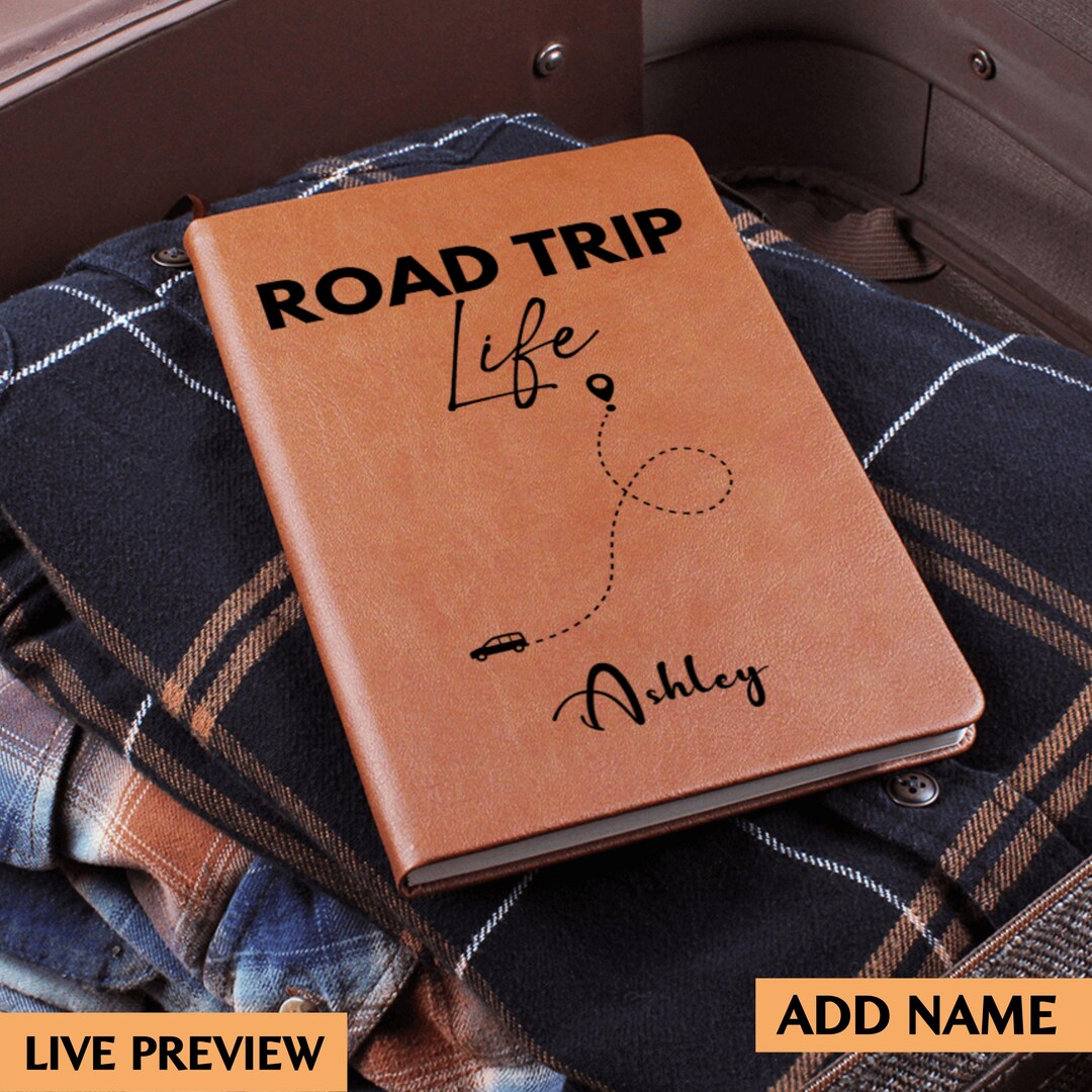 Personalized Road Trip Life Leather Journal Custom Travel Diary ...