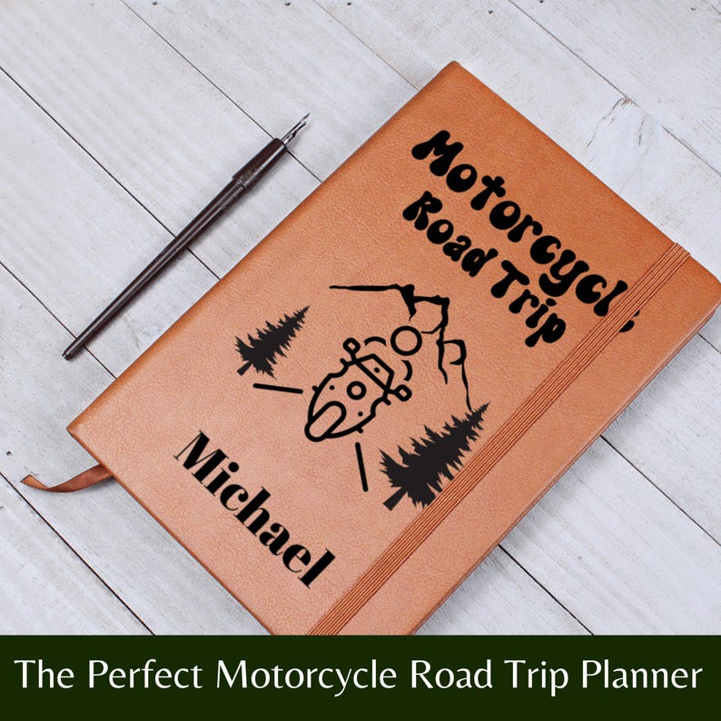 Motorcycle Road Trip Journal Personalized Travel Notebook Custom Name ...