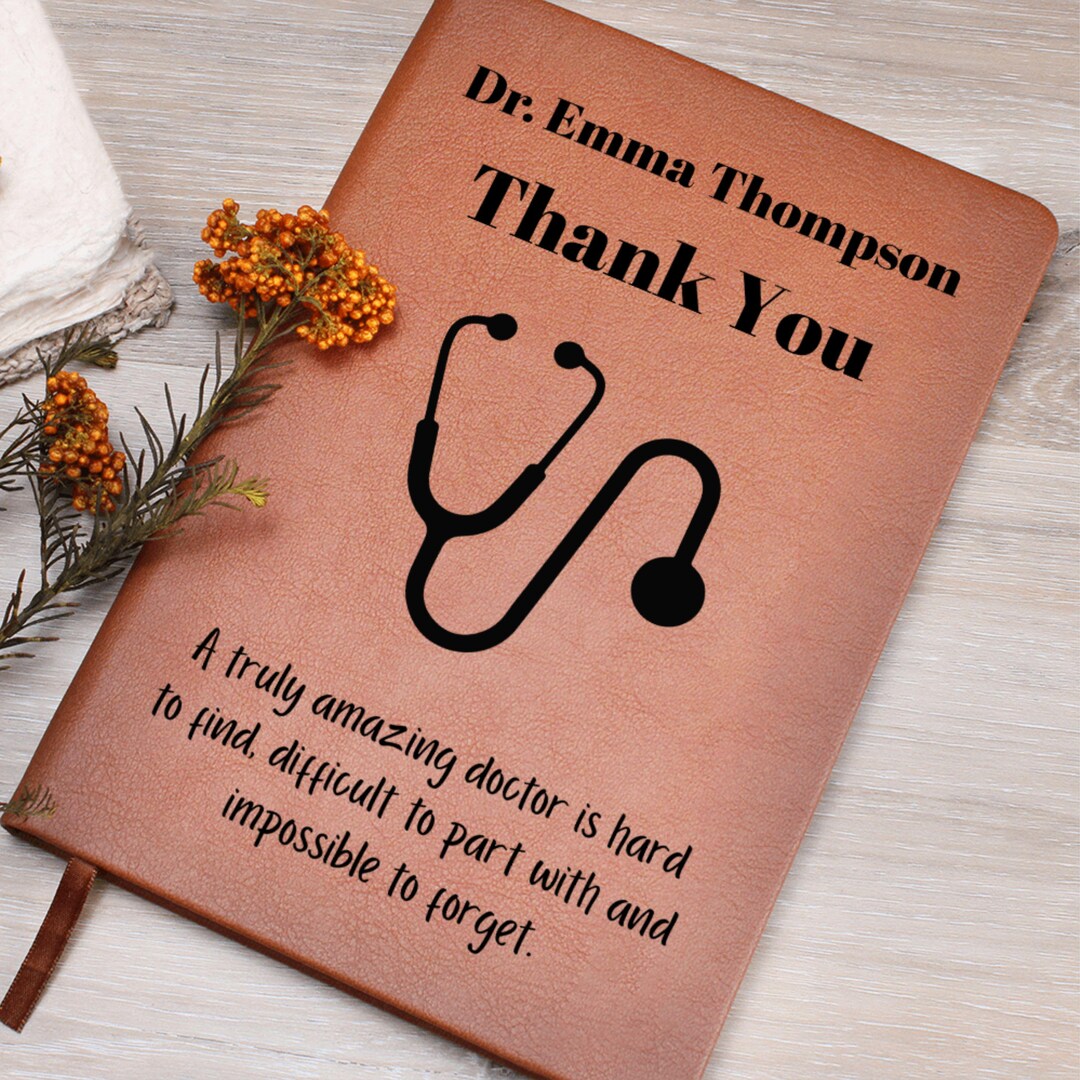Personalized Doctor Thank You Leather Journal Gift Custom Stethoscope ...