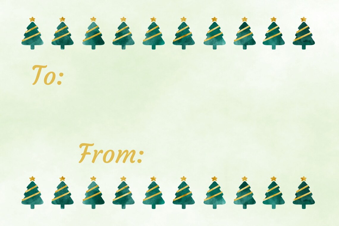 Printable Green Christmas Tree Gift Tag Sticker, Gift Labels, Gift ...