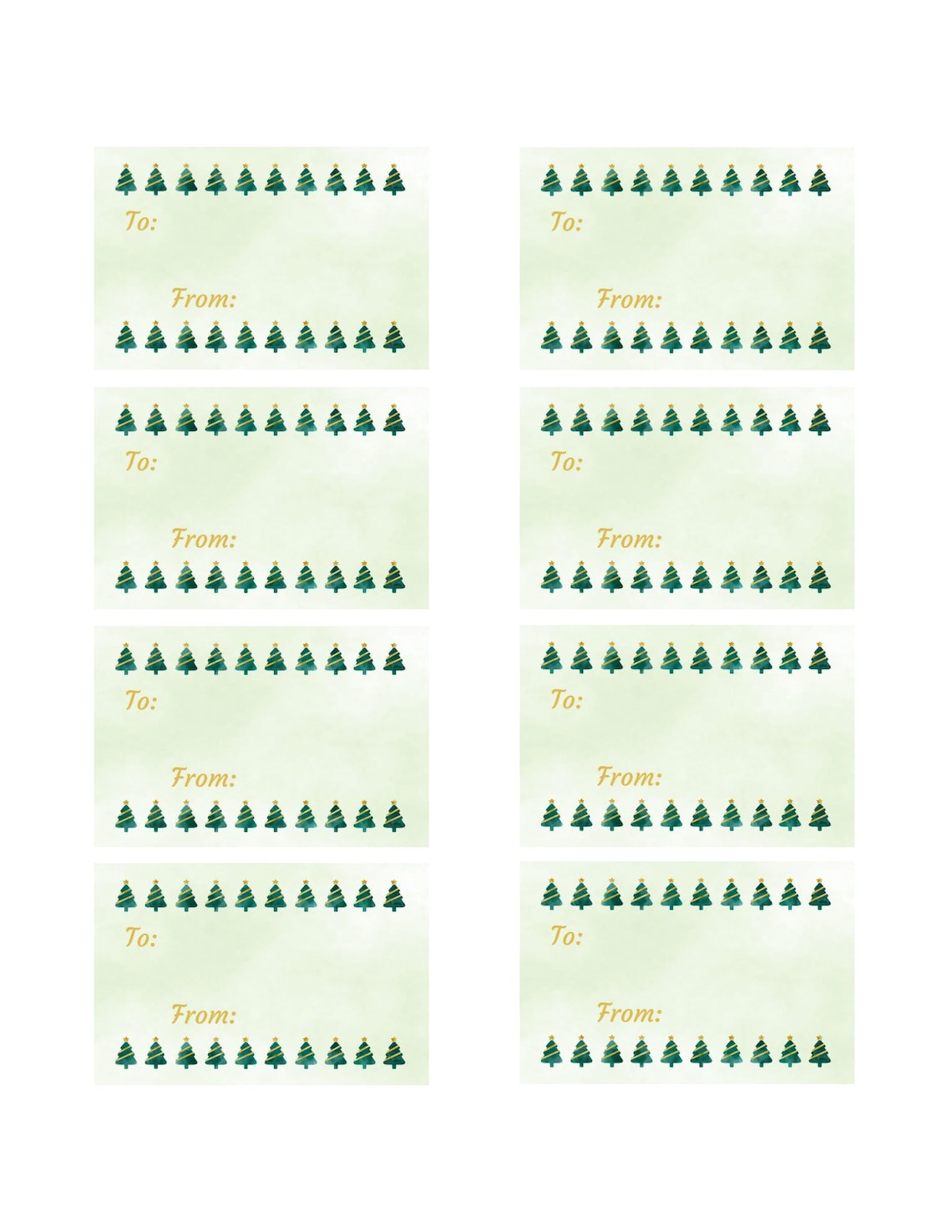 Printable Green Christmas Tree Gift Tag Sticker, Gift Labels, Gift ...