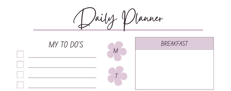 Printable Purple Daily Planner, Custom Planner, Daily Calendar, Instant ...
