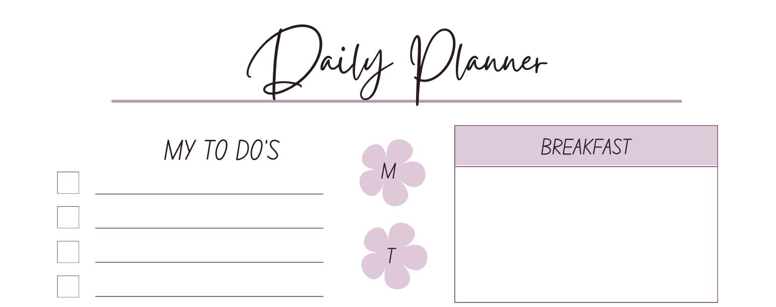 Printable Purple Daily Planner, Custom Planner, Daily Calendar, Instant ...