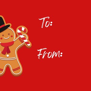 Printable Red Gingerbread Gift Tag Sticker, Gift Labels, Gift Stickers ...