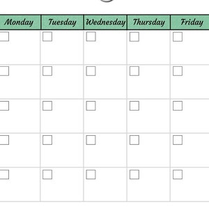 Printable Customizable Monthly Green Calendar, Instant Download, Custom ...