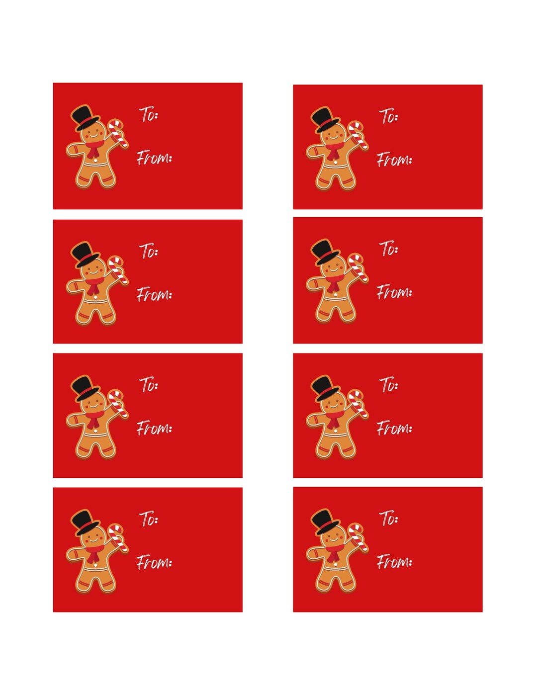 Printable Red Gingerbread Gift Tag Sticker, Gift Labels, Gift Stickers ...