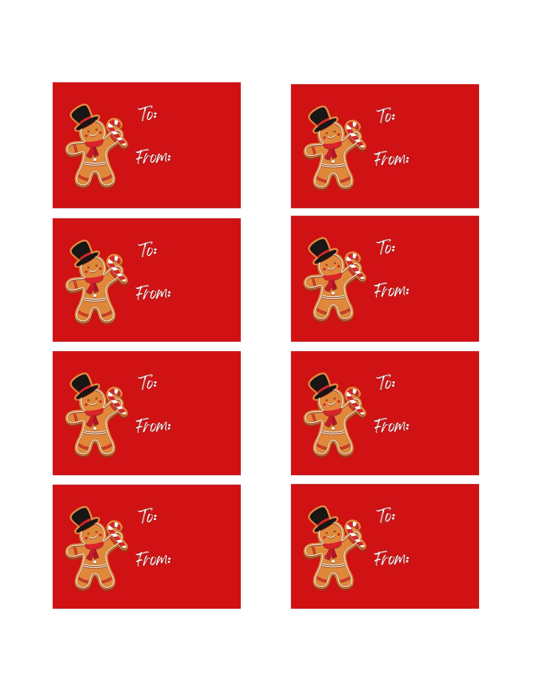 Printable Red Gingerbread Gift Tag Sticker, Gift Labels, Gift Stickers ...