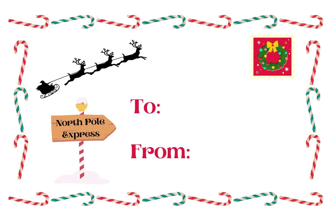Printable North Pole Express Gift Tag Sticker, Gift Labels, Gift ...