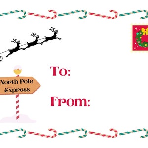 Printable North Pole Express Gift Tag Sticker, Gift Labels, Gift ...