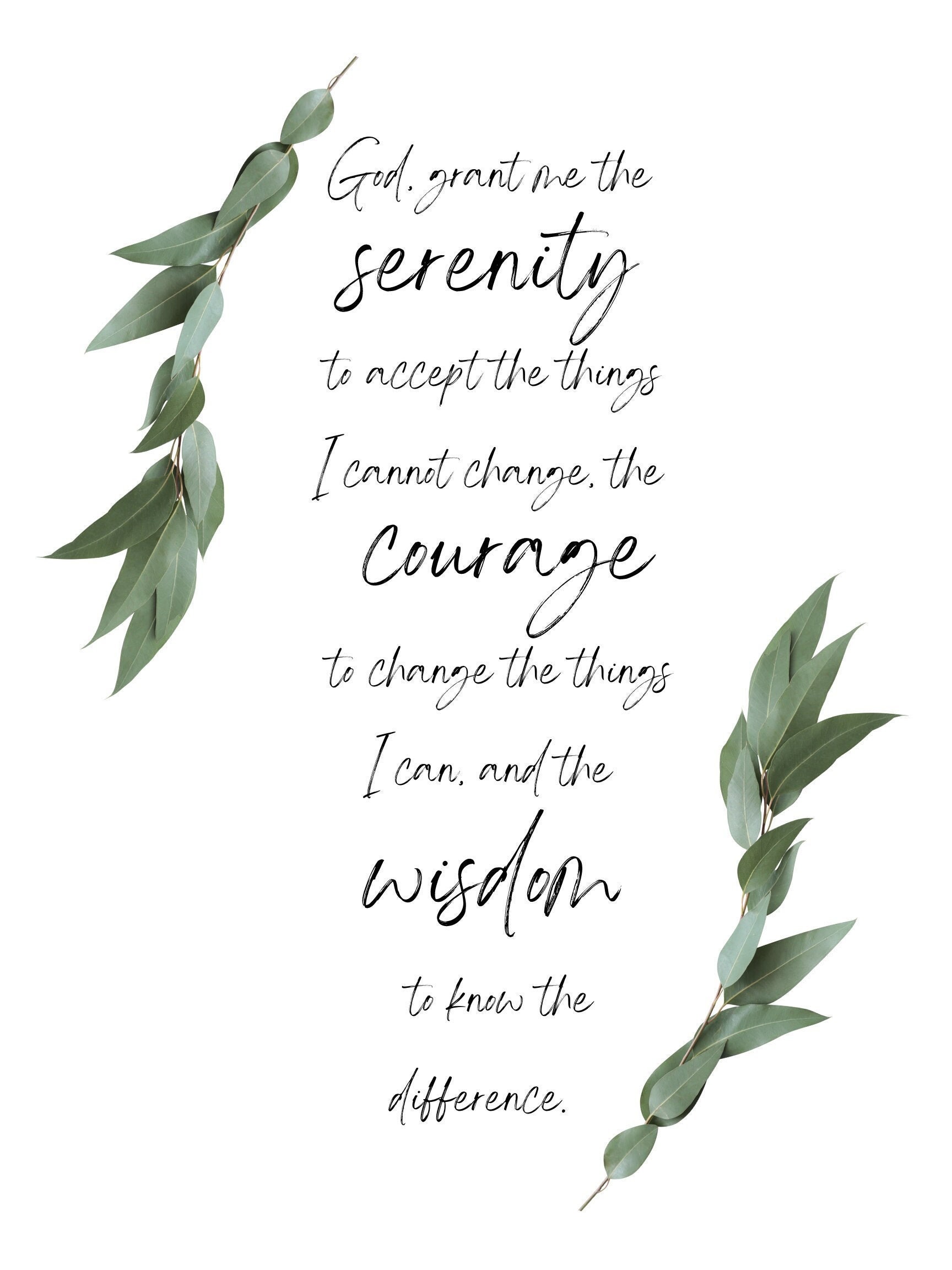 Printable Serenity Prayer Poster Serenity Prayer Wall Art Prayer Poster Digital Print