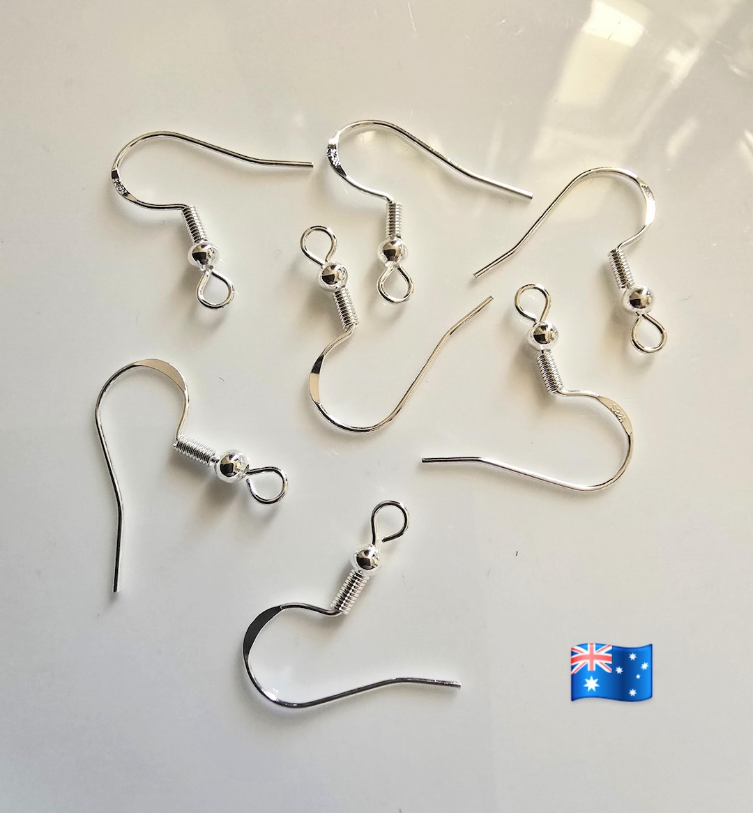 20pcs 925 Sterling Silver DIY Earring Hook Wires Findings 20mm Length ...