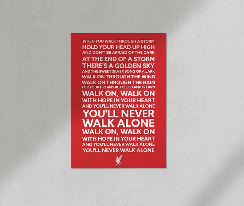 Liverpool FC 'you'll Never Walk Alone' Typography Art Print - Etsy