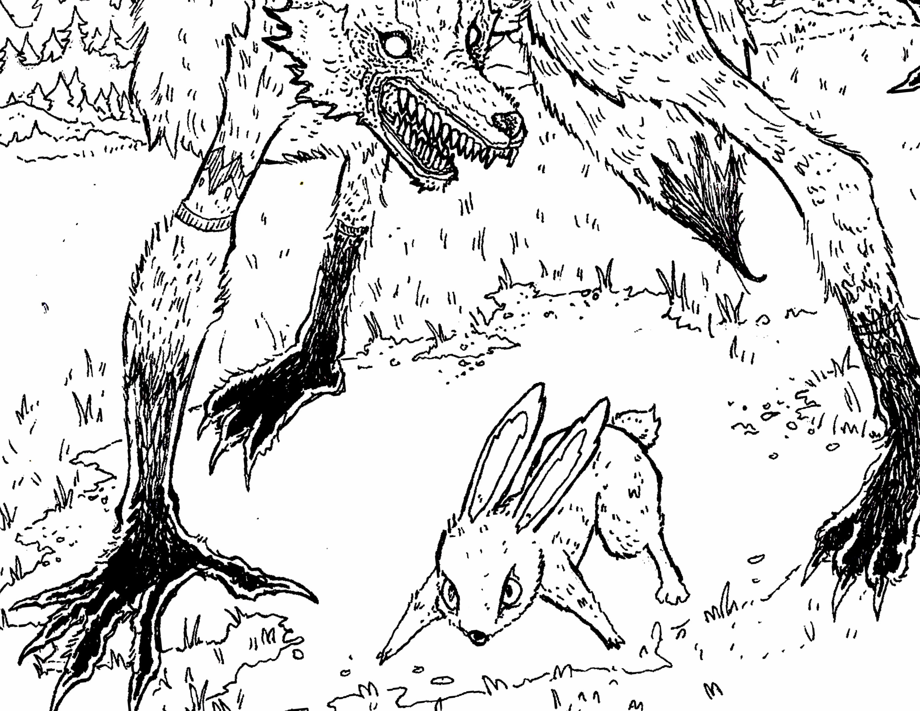 Scary Halloween Werewolf Colouring Page Werefox Digital Download - Etsy