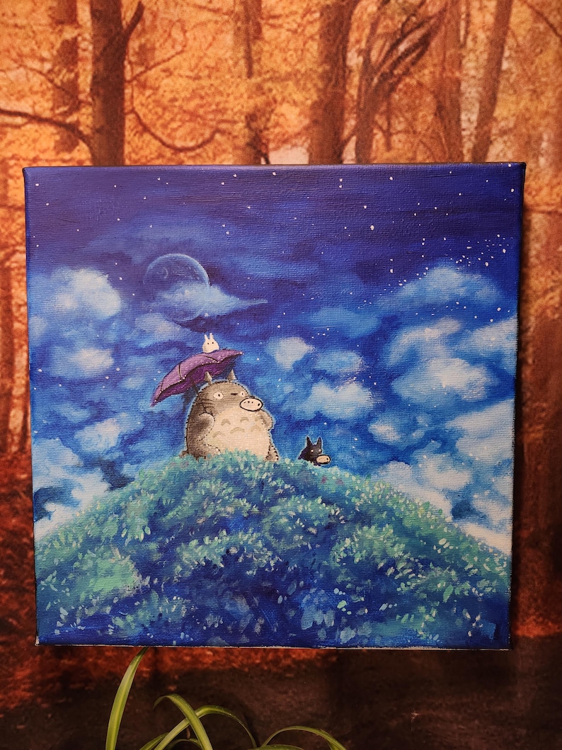 Ghibli Totoro Custom Cute Painting 10x10 Ghibli Fanart Gift Idea Anime ...