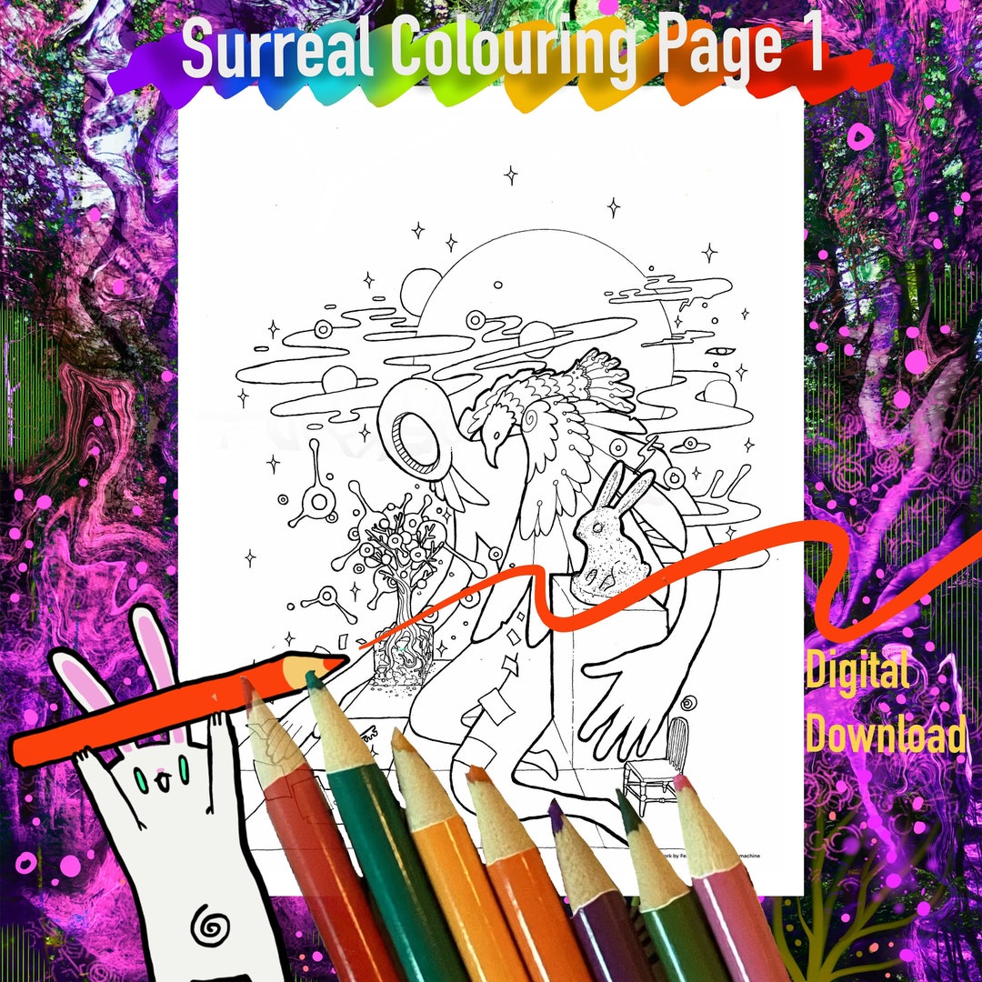 Surreal Colouring Page 1 .JPG/.PDF - Etsy