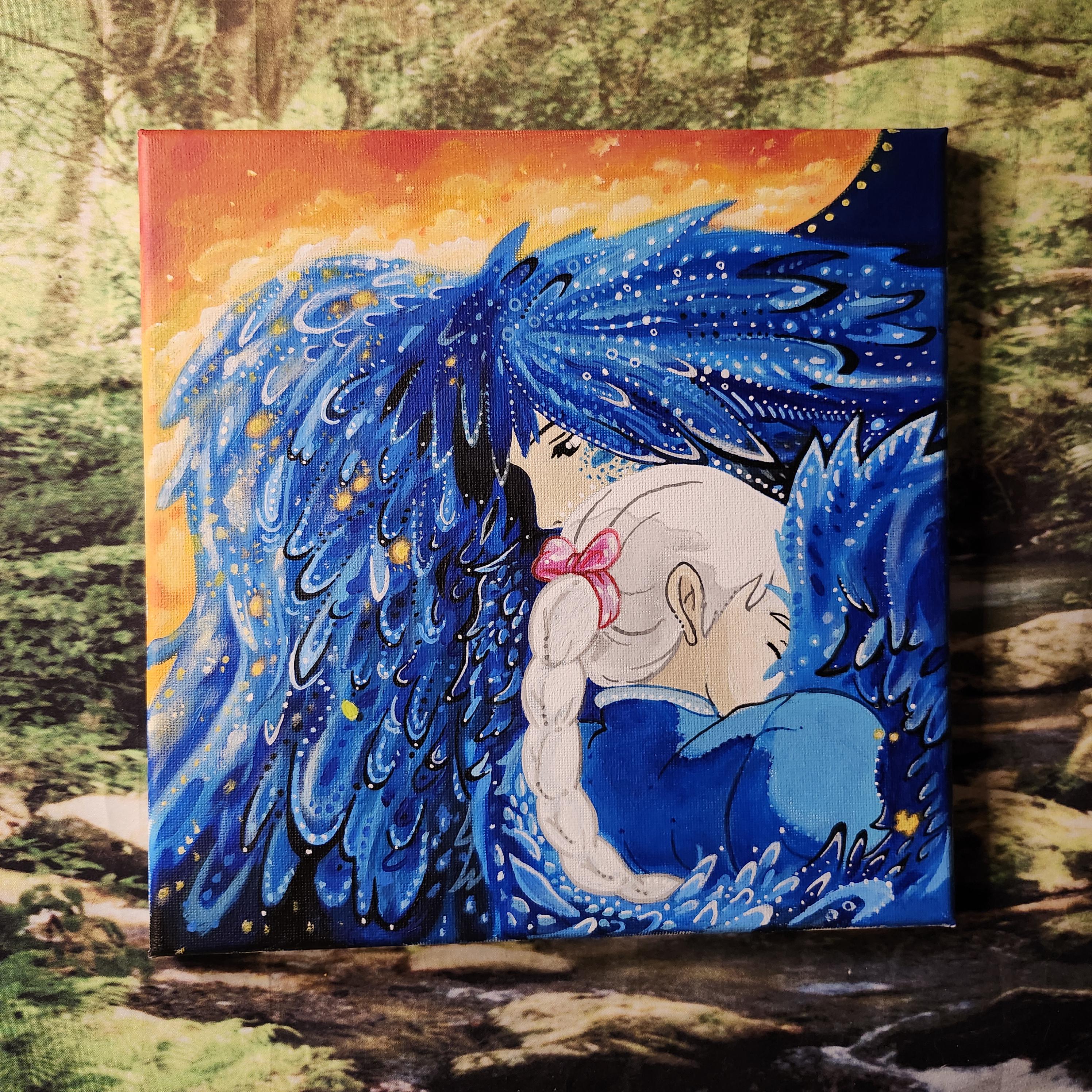Howls Moving Castle Howl & Sophie Original Handmade Painting Ghibli ...