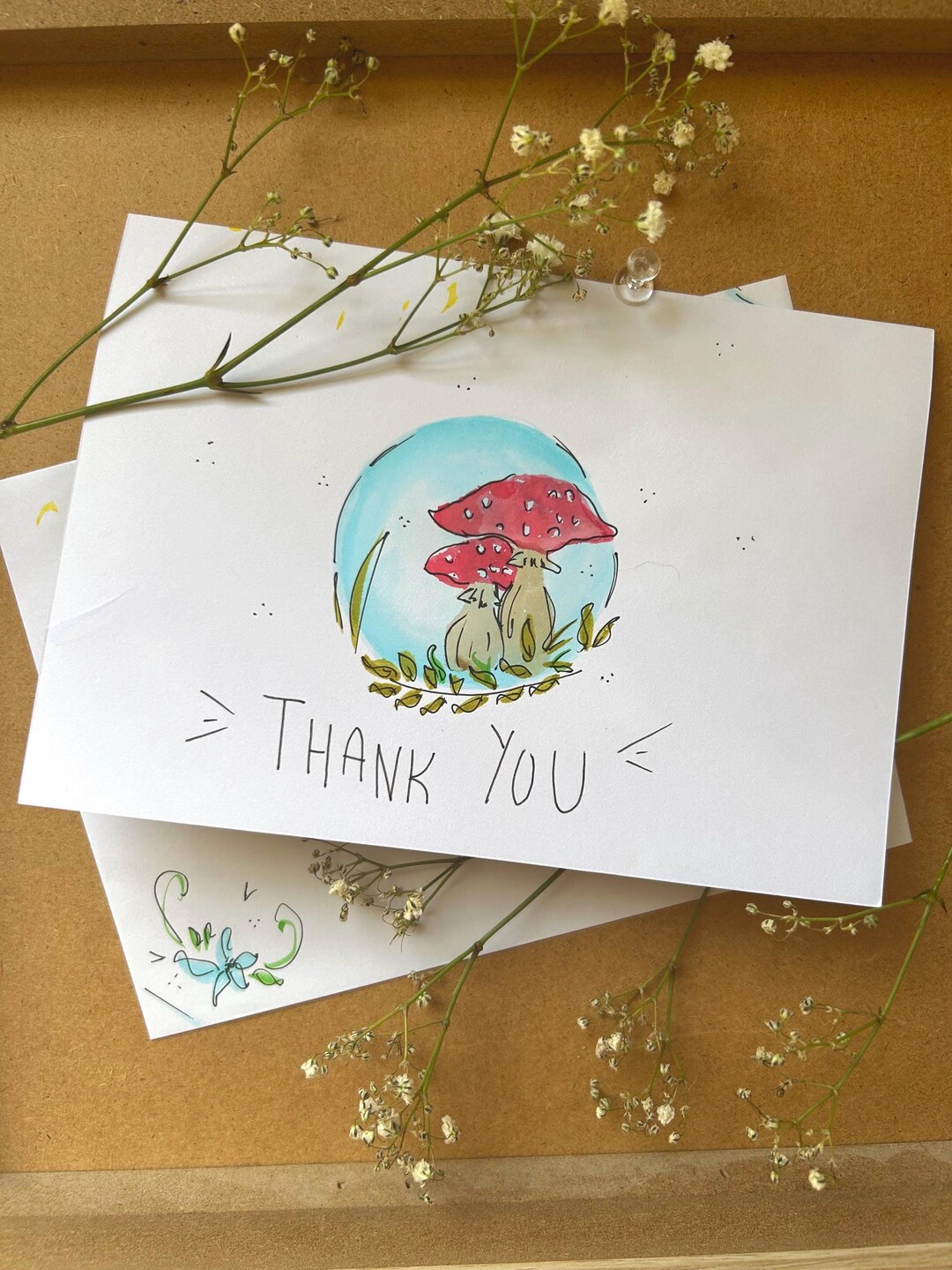 Handmade Mushroom Forest Thank You Card - Etsy