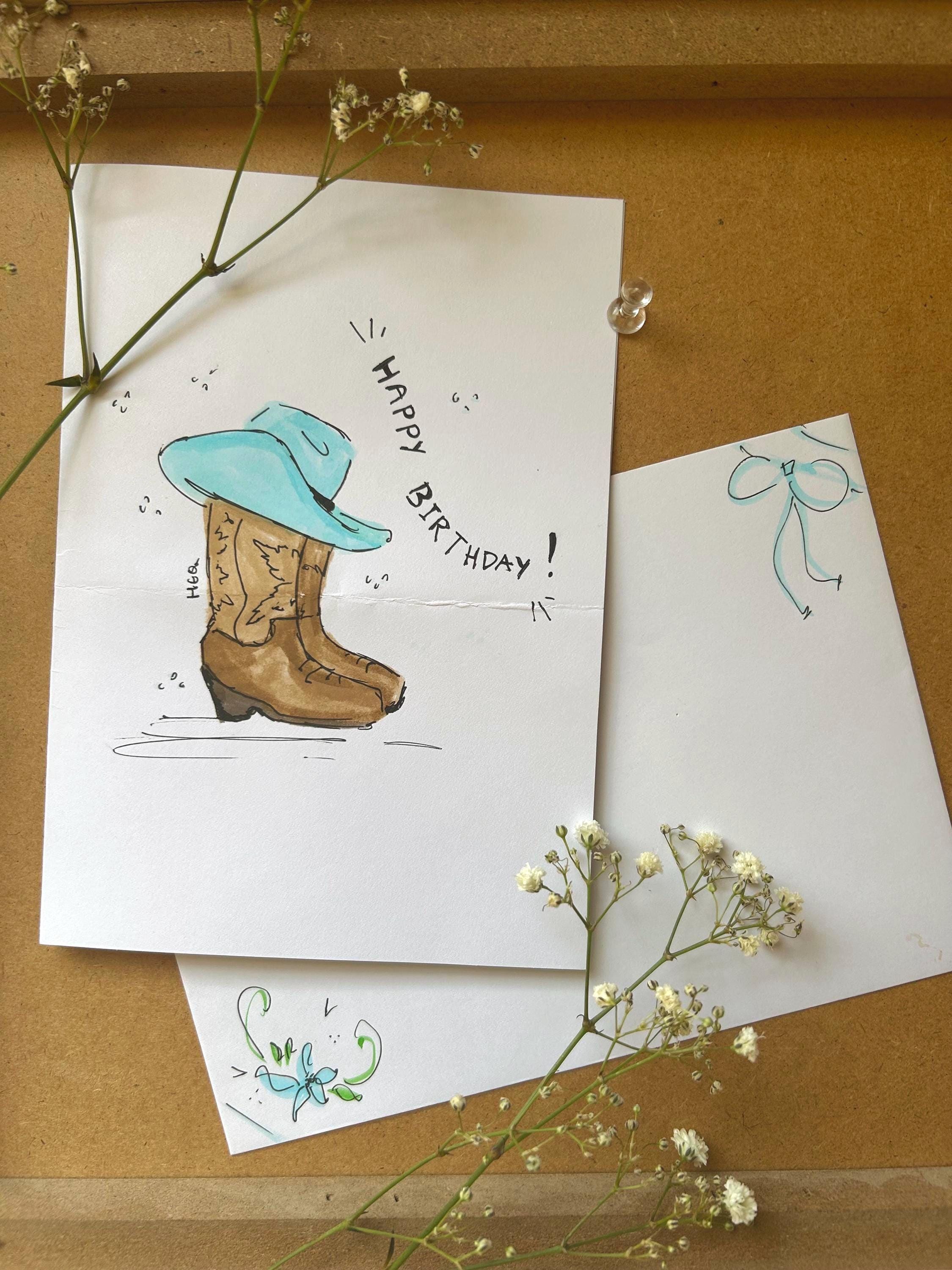 Handmade Cowboy Boot Western Themed Birthday Card - Etsy