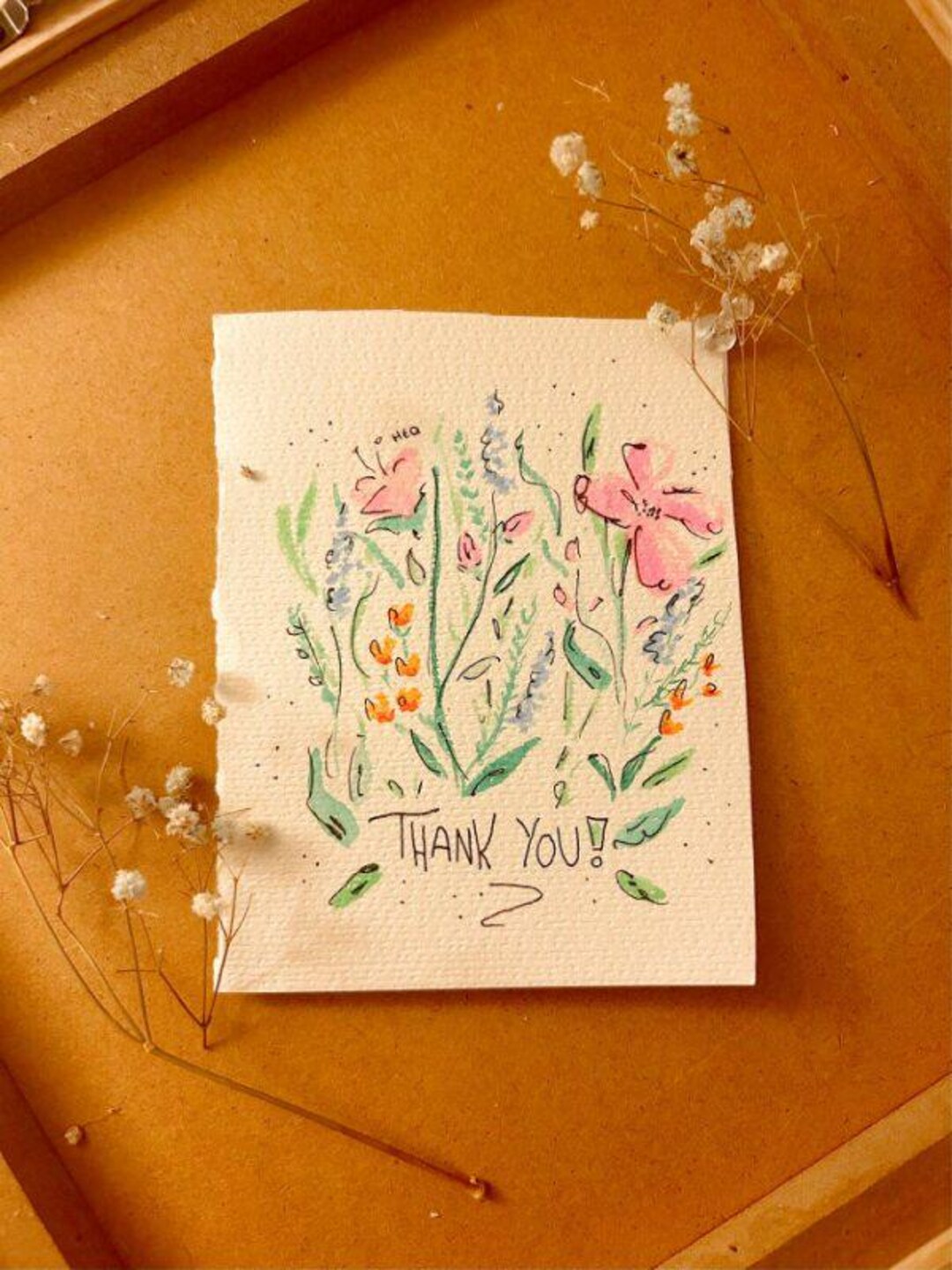 Handmade Watercolor Flower Bouquet Thank You Appreciation Card - Etsy