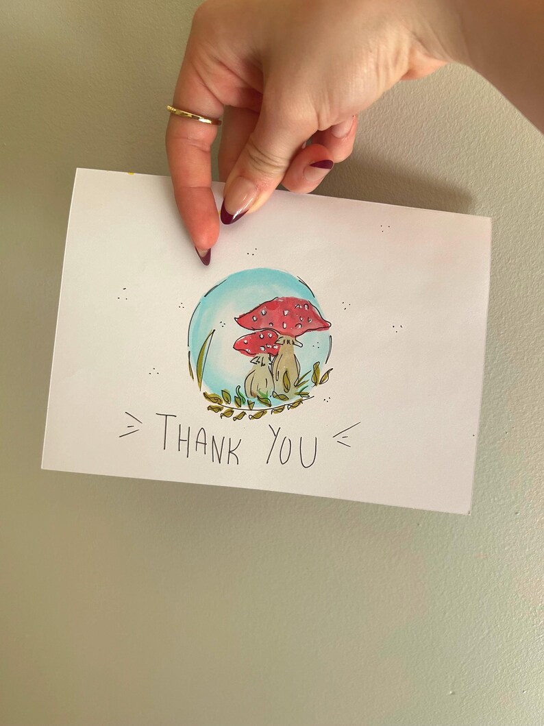 Handmade Mushroom Forest Thank You Card - Etsy