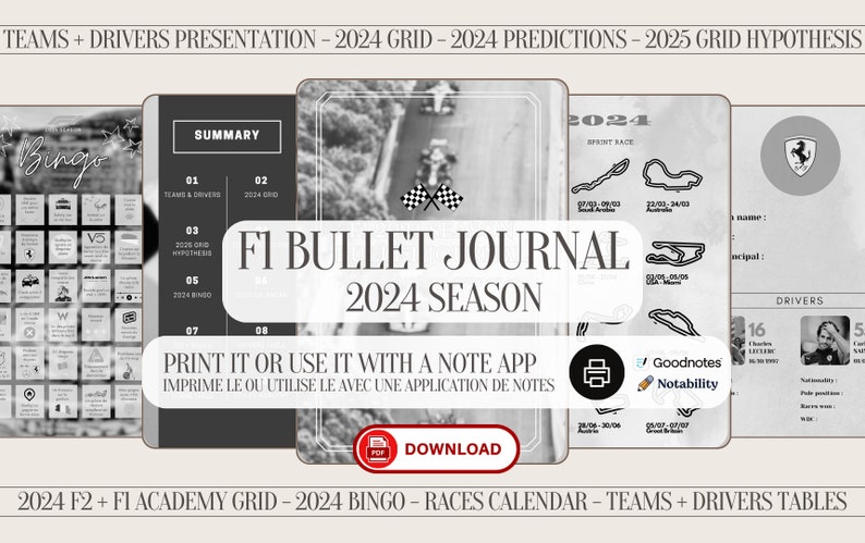 F1 Bullet Journal Saison 2024 - Etsy.de