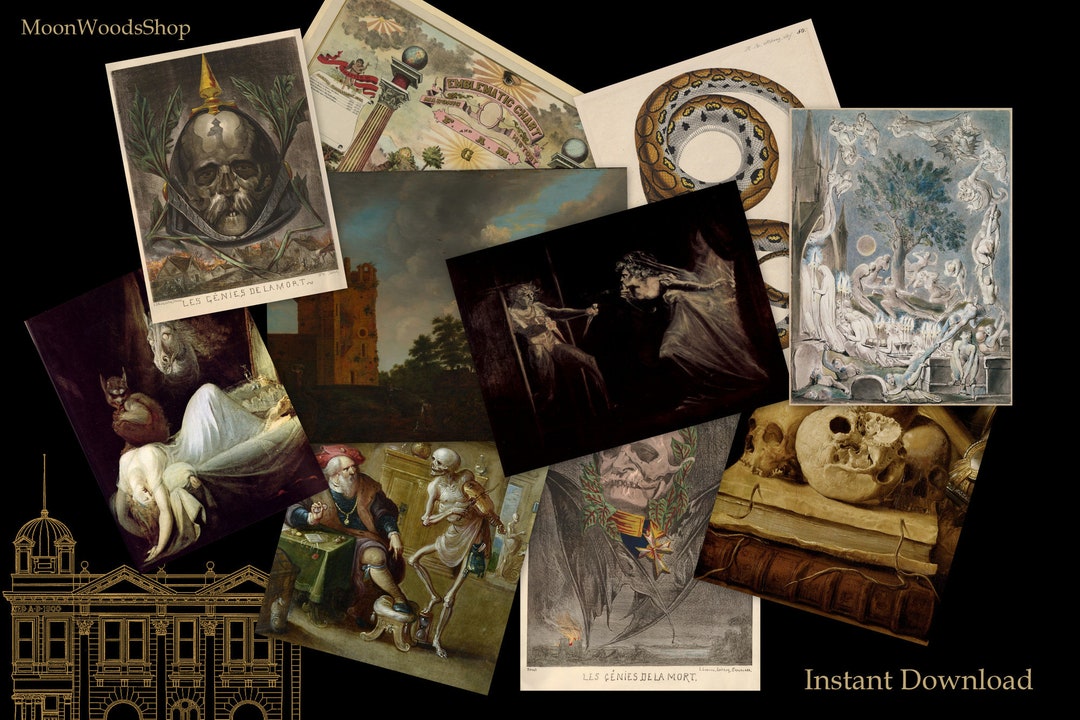 Gothic Home Decor Wall Collage Kit Gothic Stationary Memento - Etsy