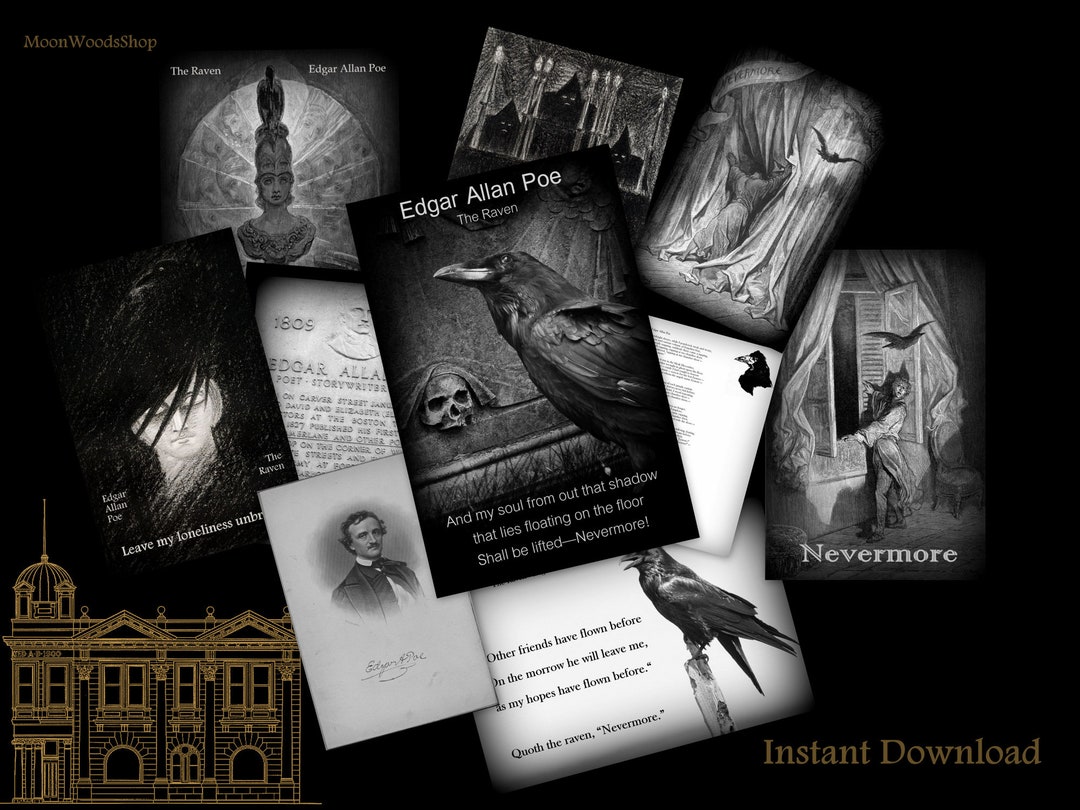 Edgar Allan Poe Gothic Literature Quote Wall Collage Kit, Poe Quote ...