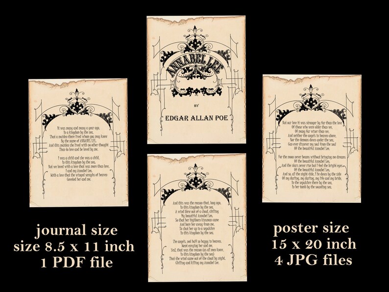 Edgar Allan Poe Printable Junk Journal Decor, Annabel Lee Poem Poster ...