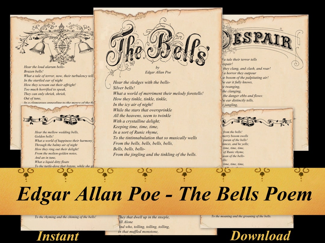 Edgar Allan Poe the Bells Poem, Poe Junk Journal Supplies, Poe ...