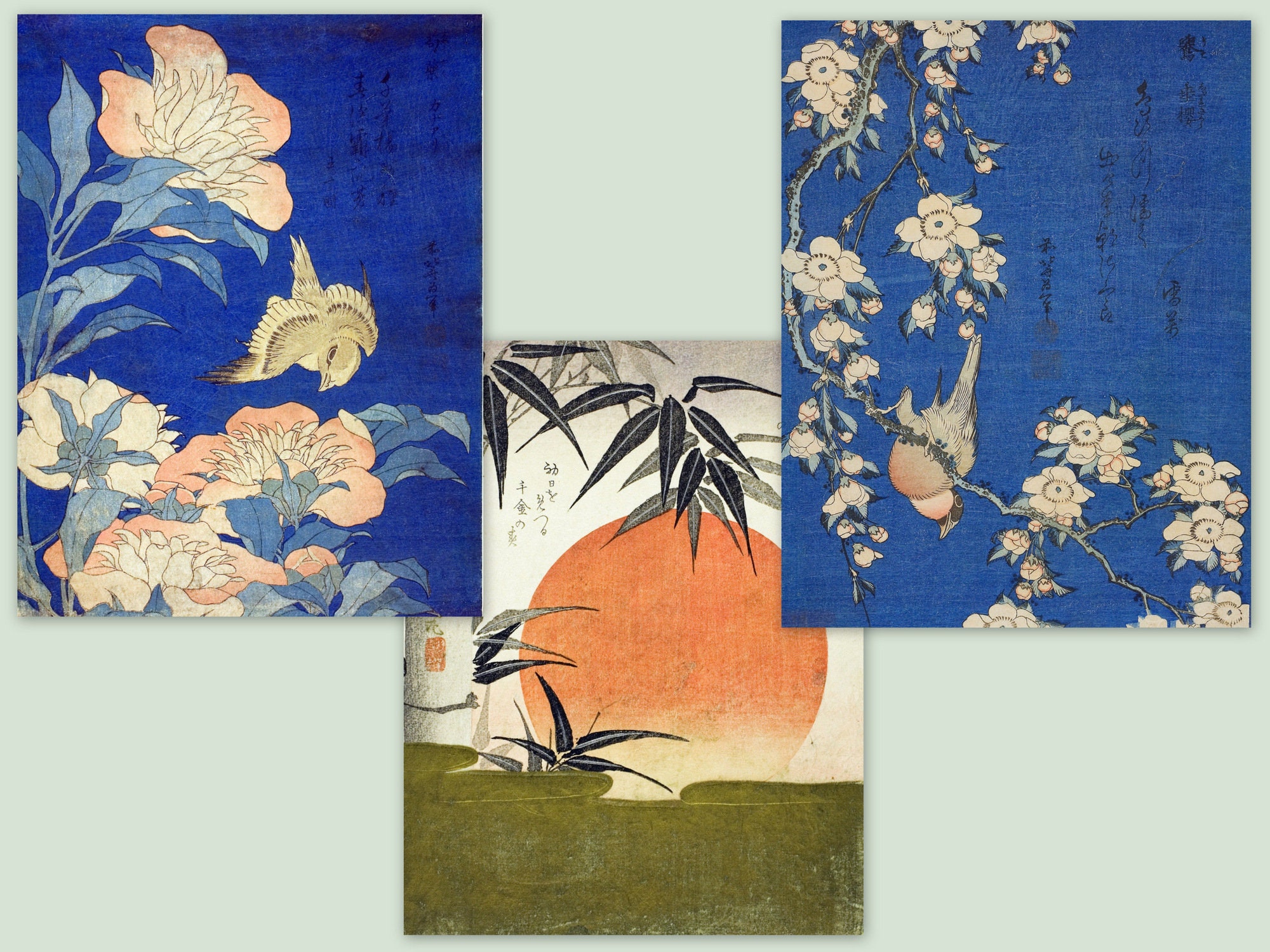 Printable Japanese Background Papers, Digital Collage Background ...