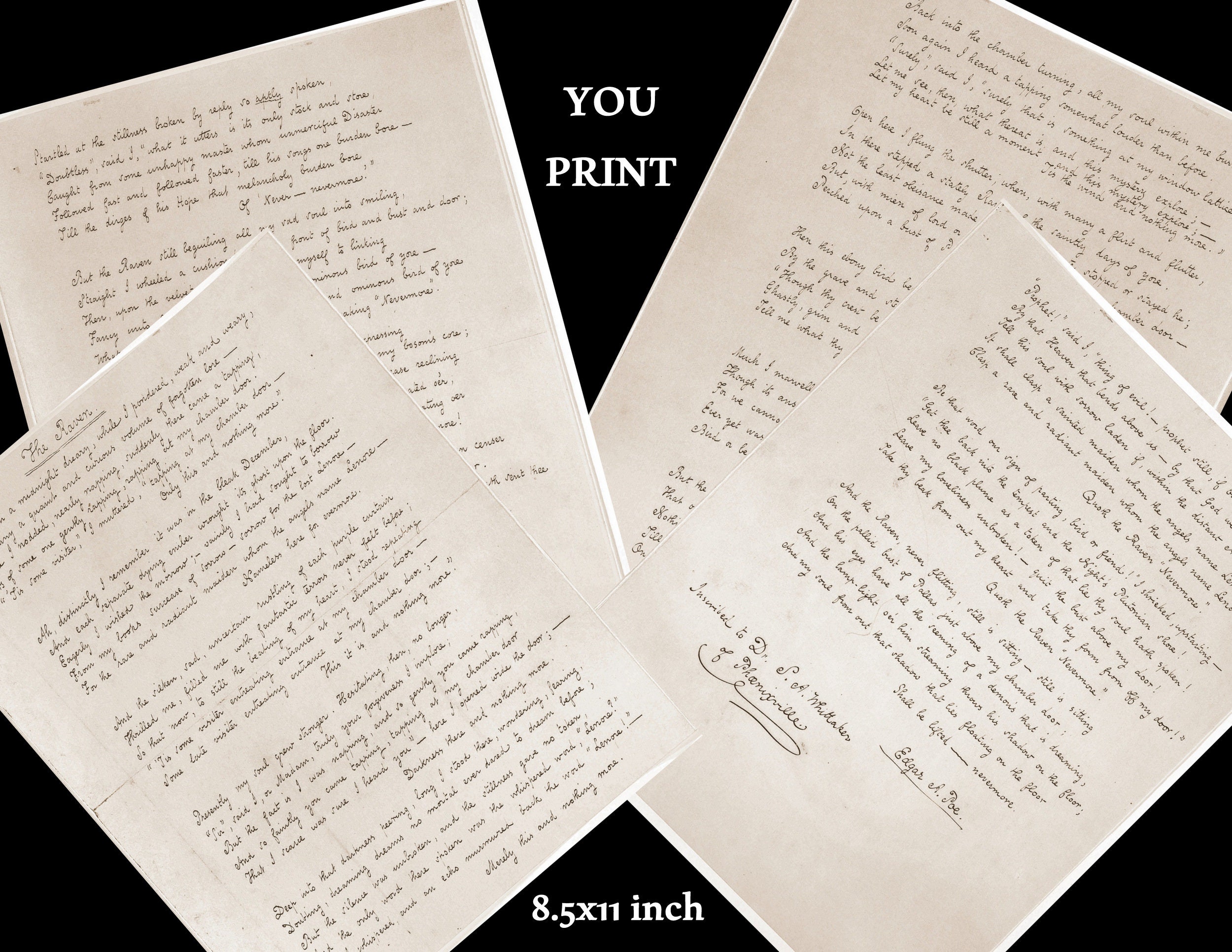 Edgar Allan Poe the Raven Original Handwritten Manuscript - Etsy