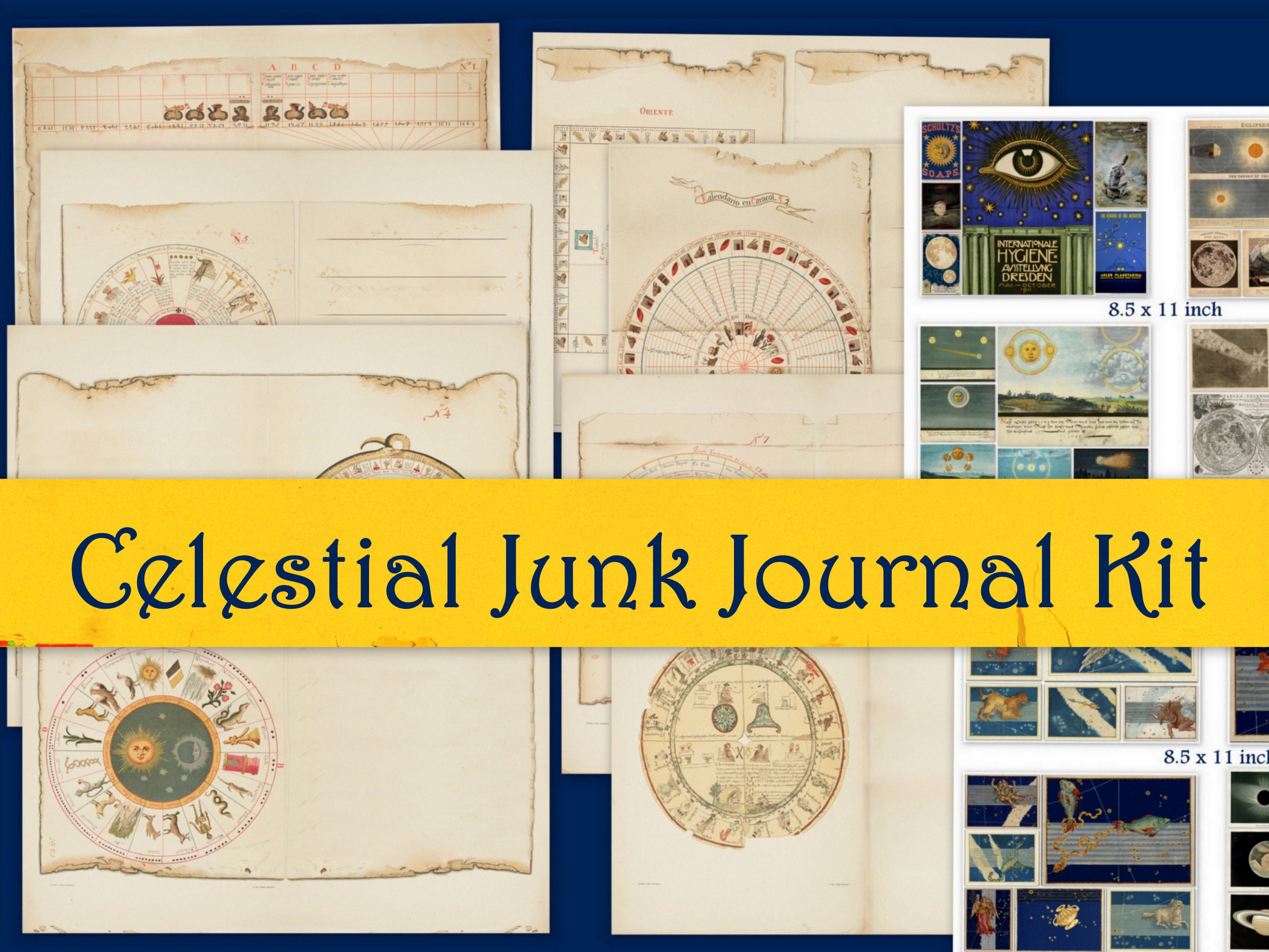 Celestial Digital Paper Junk Journal Kit Cosmic Astrology - Etsy