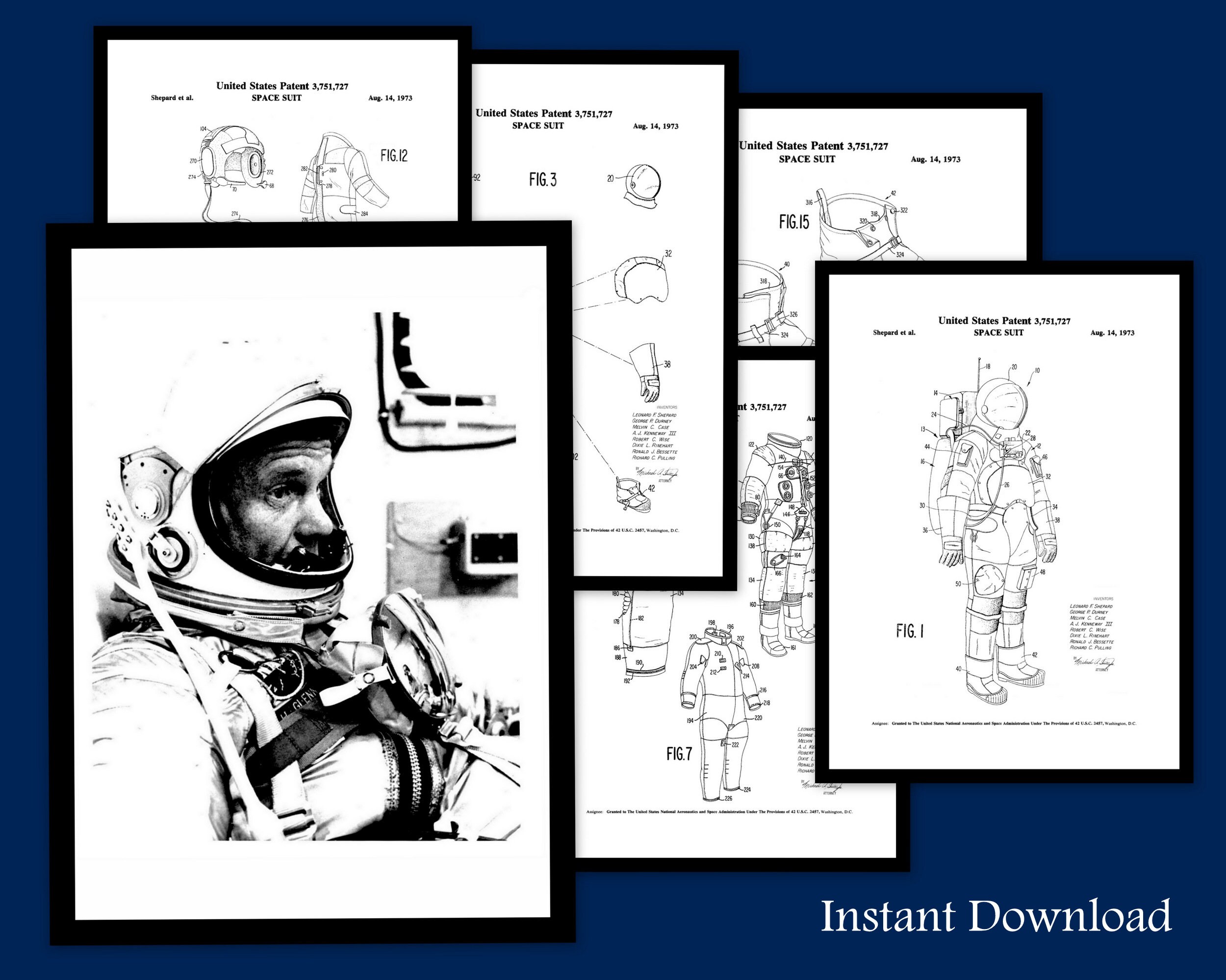 Blueprint Apollo Spacesuite Patent Art, Moon Space Mission, Astronaut ...