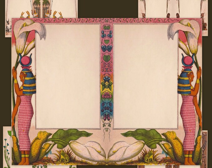 Mysterious Egypt Journal Background Paper, Set of 5 Prints, Egyptian ...