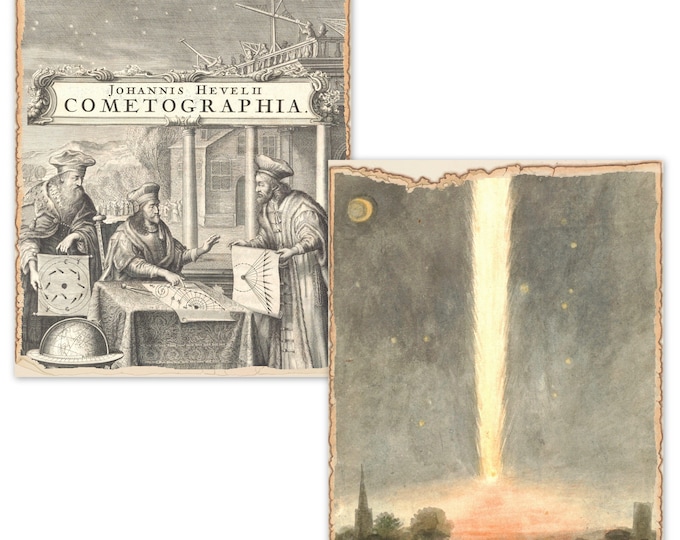 Medieval Comets Astronomy Digital Paper, Vintage Celestial Prints ...
